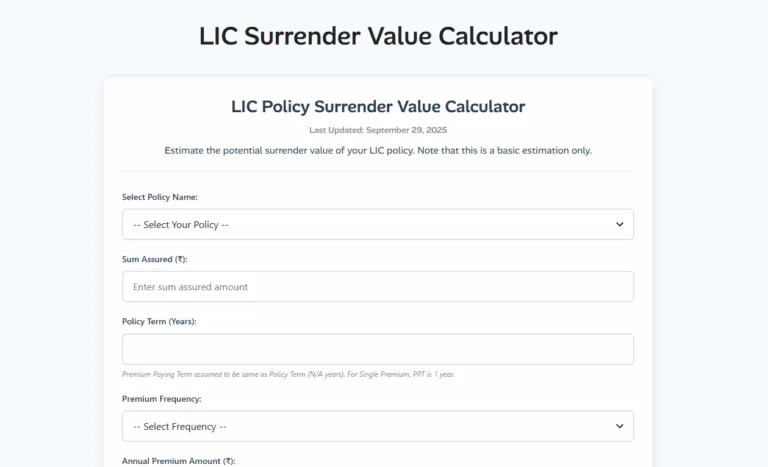 LIC Surrender Value Calculator: Calculate Policy Value
